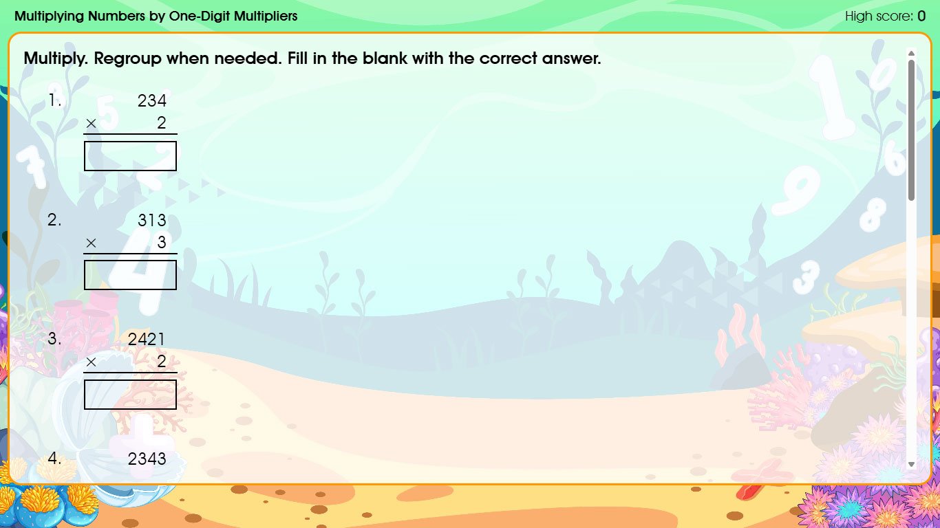 Multiplying Numbers by One-Digit Multipliers - Abiva Digital