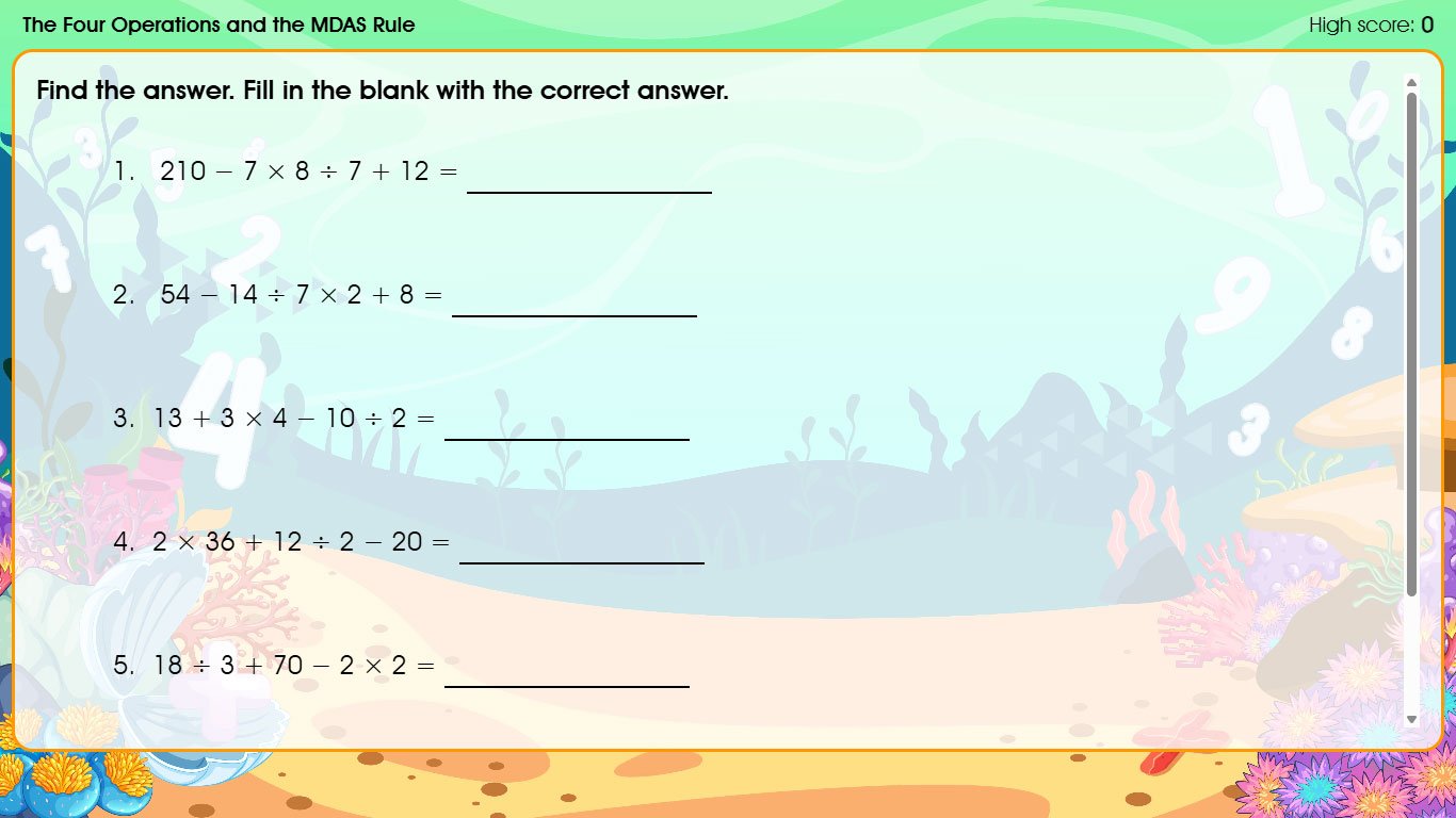 The Four Operations and the MDAS Rule - Abiva Digital