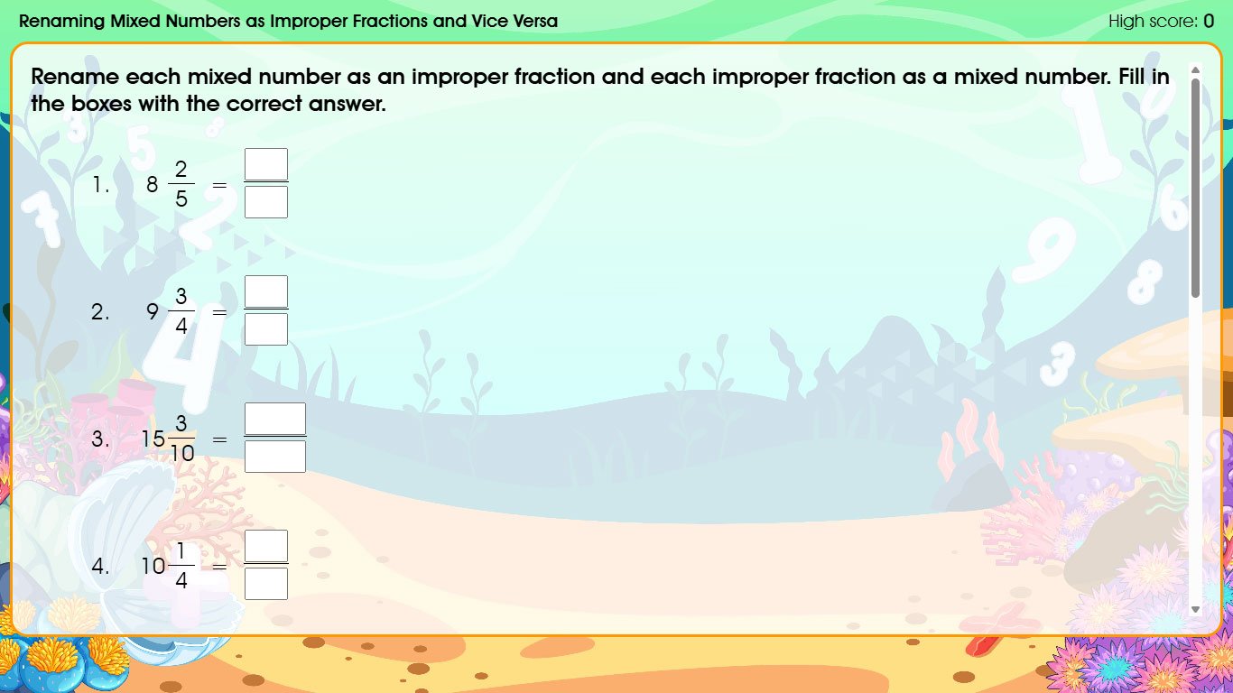 Renaming Mixed Numbers as Improper Fractions and Vice Versa - Abiva Digital