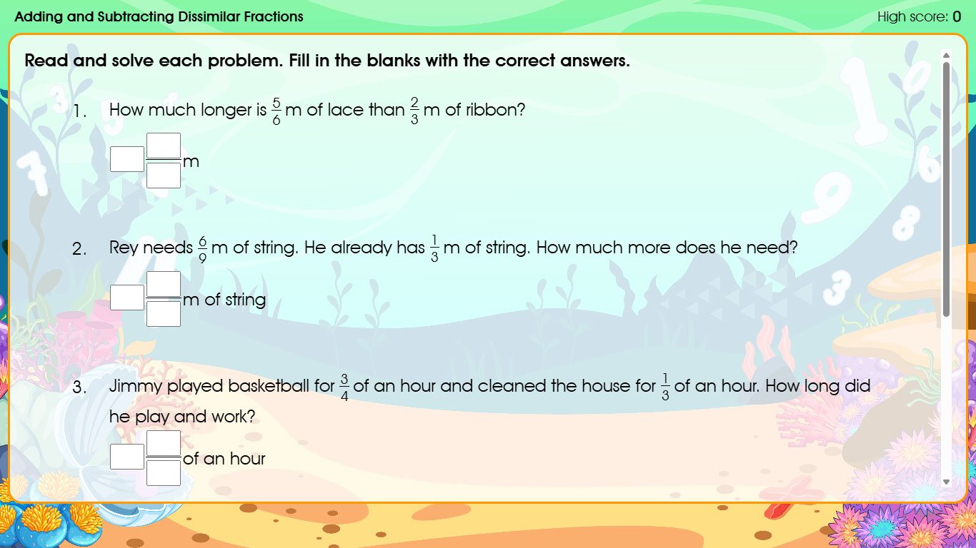 Adding and Subtracting Dissimilar Fractions III - Abiva Digital
